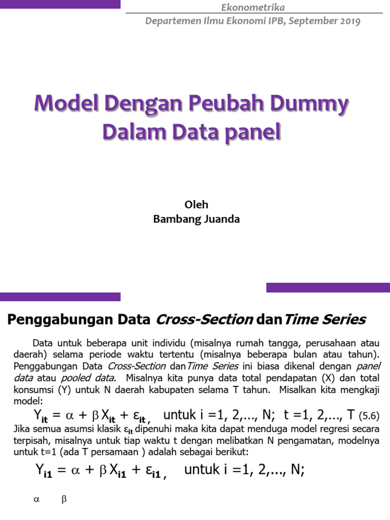 Eknmtrk 5b Model Peubah Dummy Vs Data Panel | PDF | Komputer
