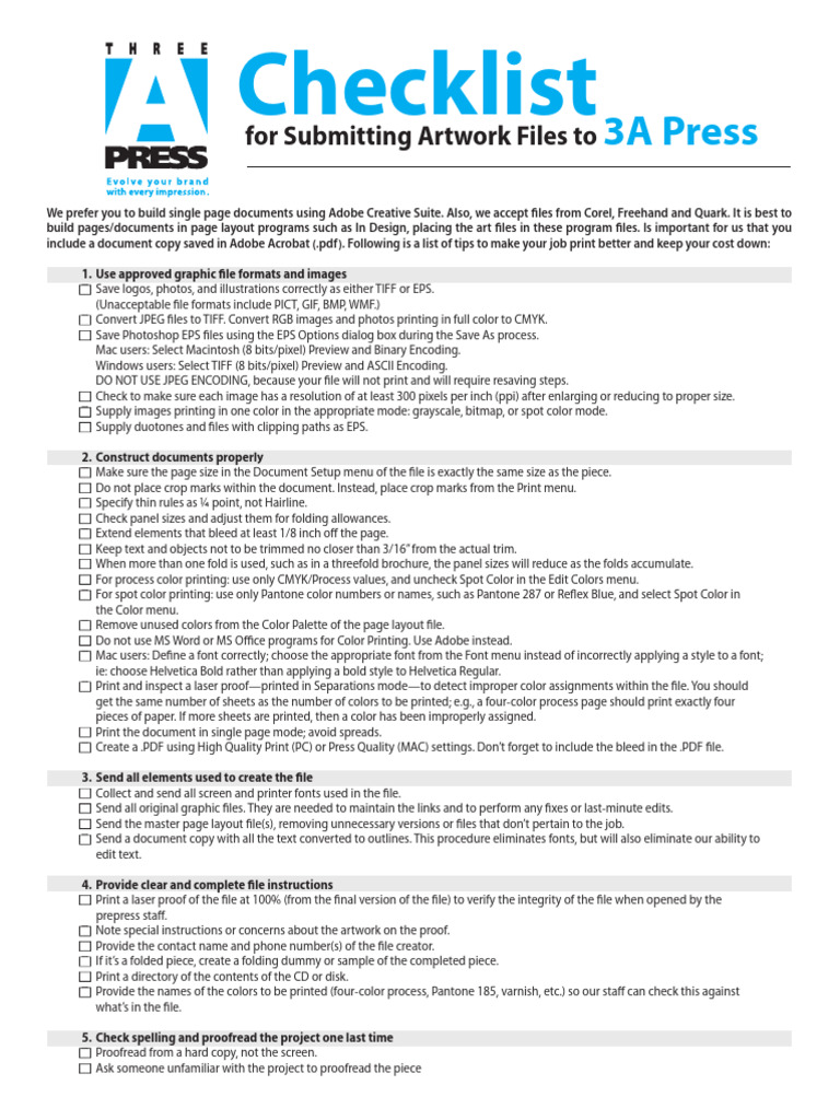 Checklist 3A Press | PDF | Software | Graphics