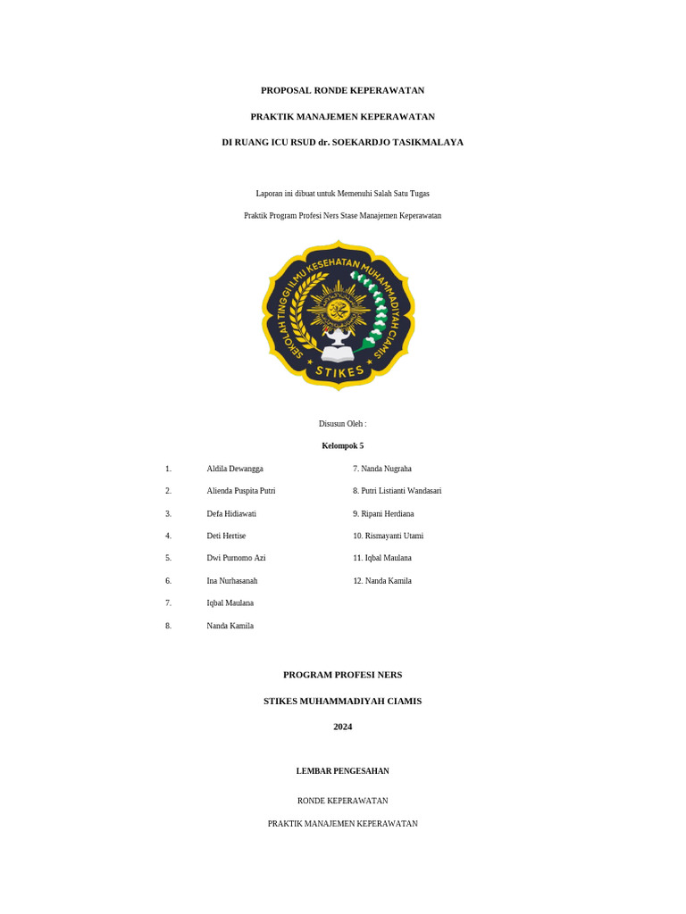 Proposal Ronde Icu Kel.5 | PDF