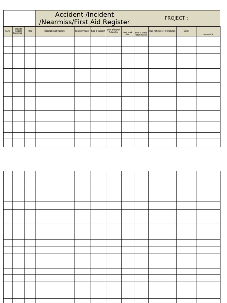 Accidents and Incidents Register | PDF