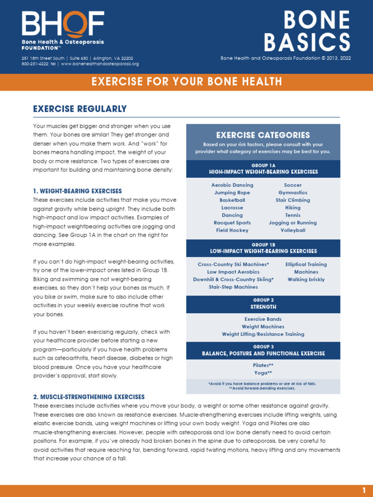 Exercise For Your Bone Health | PDF | Osteoporosis | Balance (Ability)