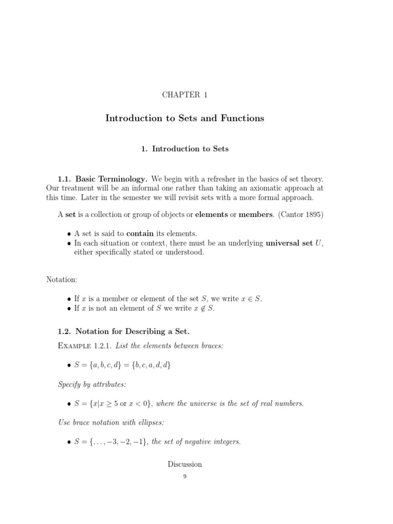 Introduction To Sets and Functions | PDF | Set (Mathematics) | Formalism (Deductive)