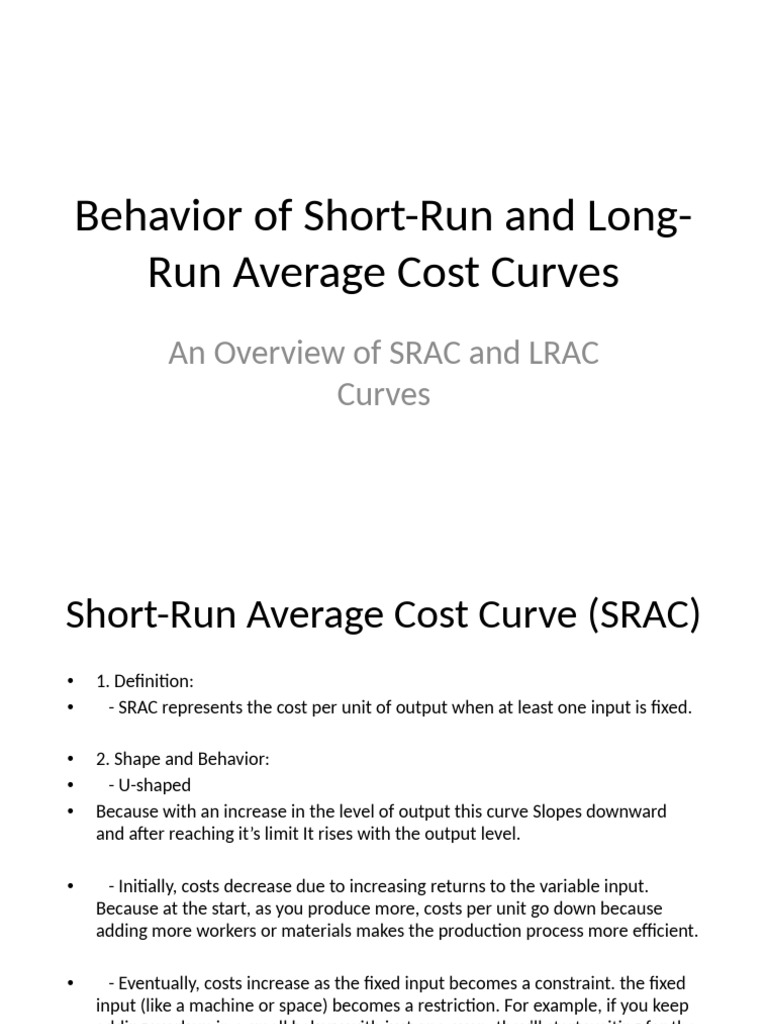 SRAC LRAC Curves Presentation | PDF | Average Cost | Long Run And Short Run