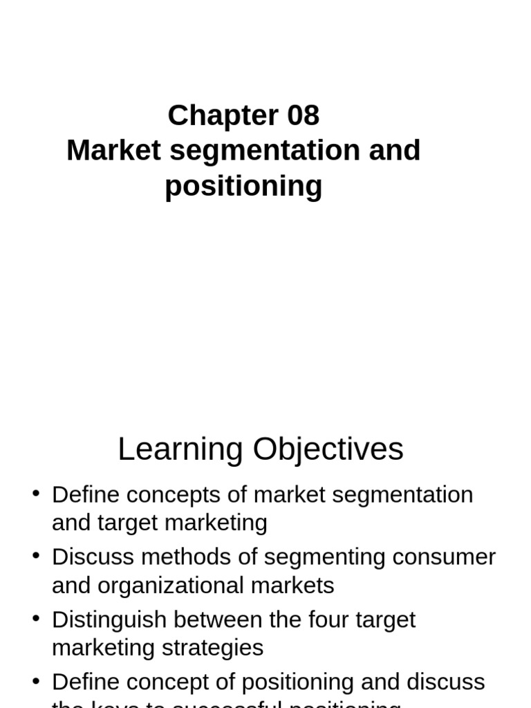 Market Segmentation and Positioning Strategies | PDF | Marketing ...