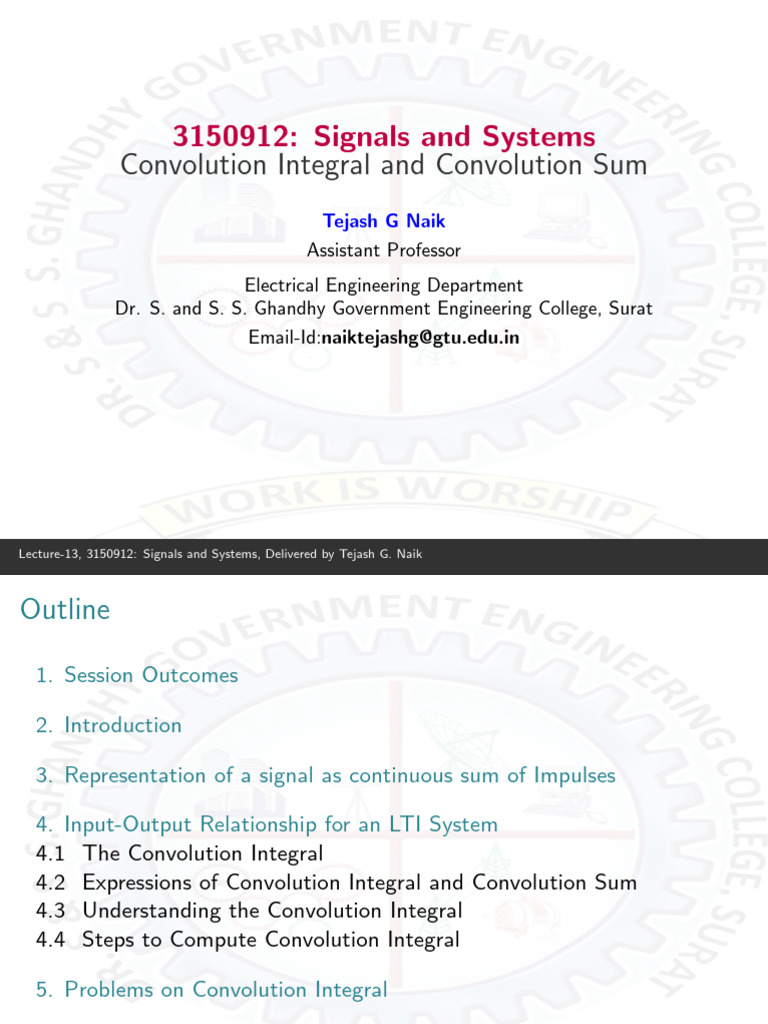 Lec-13.SS (3150912) Convolution Integral and Sum | PDF | Convolution ...