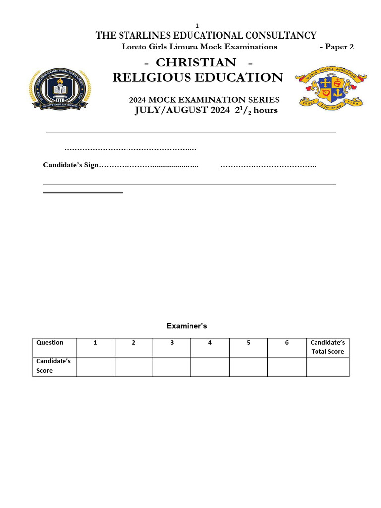 Loreto Girls Limuru Final Paper 2 | PDF | Jesus | Gospel Of Luke