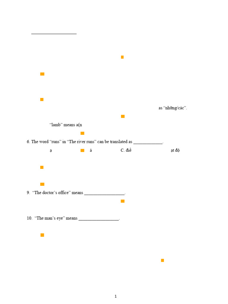 Pre-Test of Translation Studies | PDF