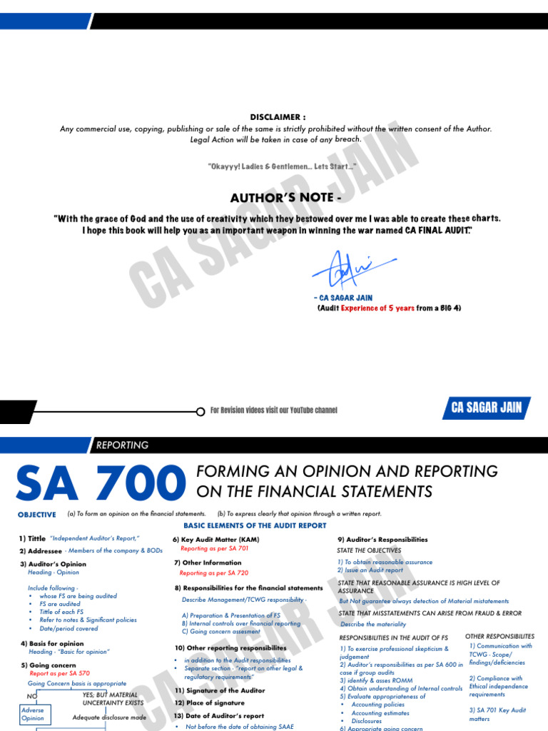 CA Final Audit Chart Book | PDF | Auditor's Report | Audit