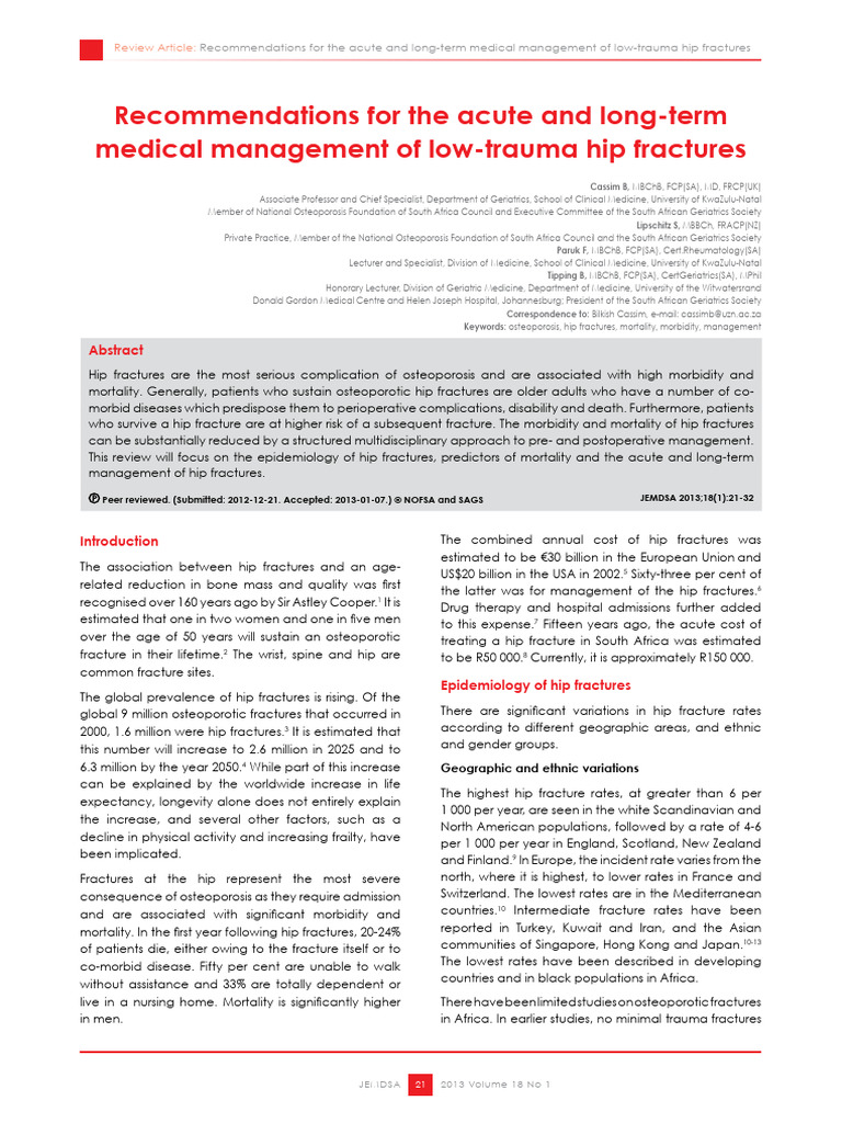 Recommendations For The Acute and Long Term Medical Management of Low ...