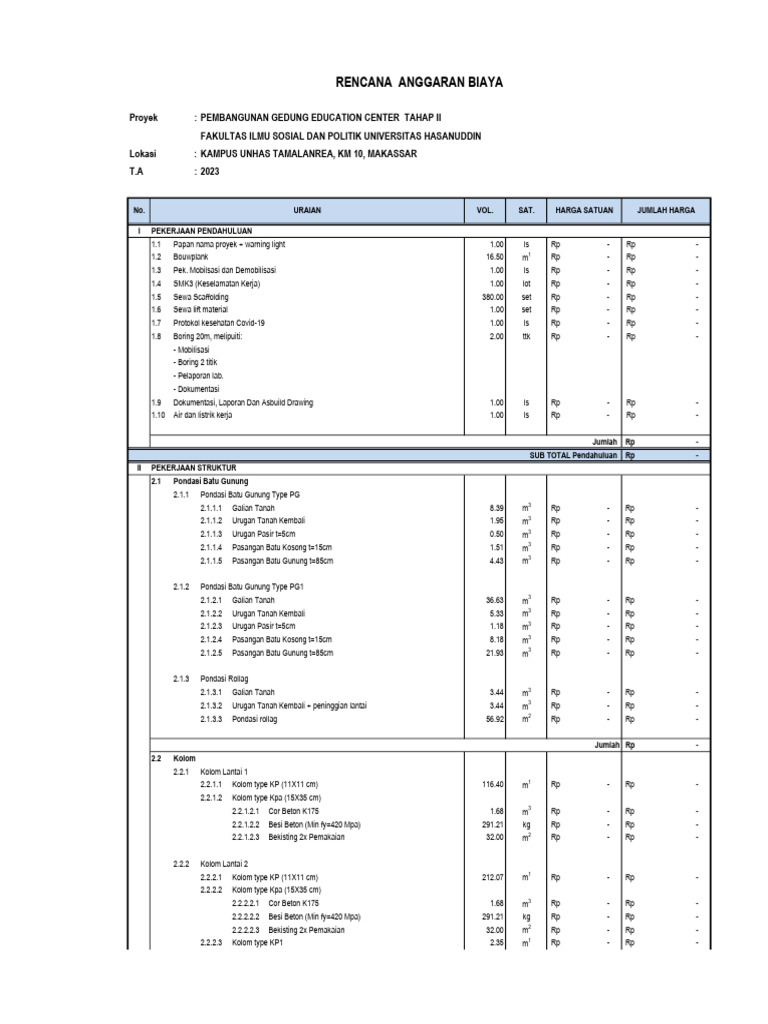 Bill of Quantity BoQ | PDF