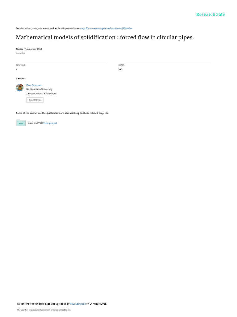 Mathematical Models of Solidification | PDF | Fluid Dynamics | Heat