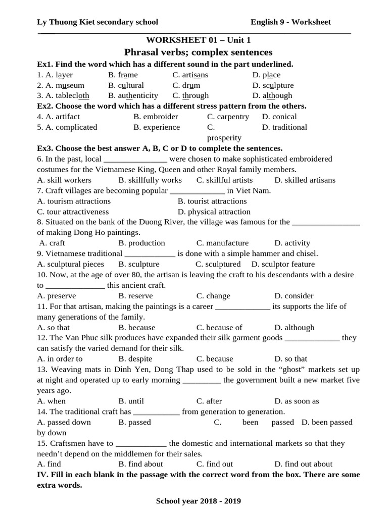 e9-unit-1-worksheet-012_08102021 | PDF | Crafts | Paintings