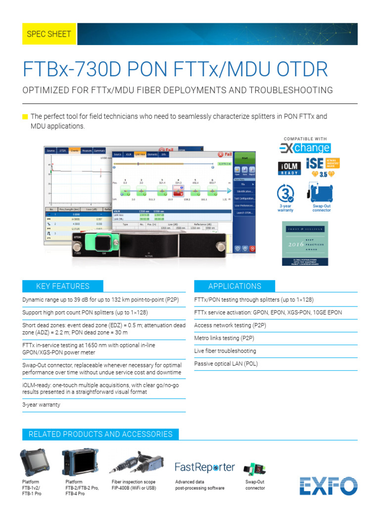 Exfo Spec-Sheet ftbx-730d v4 en | PDF | Optical Fiber | Mobile App