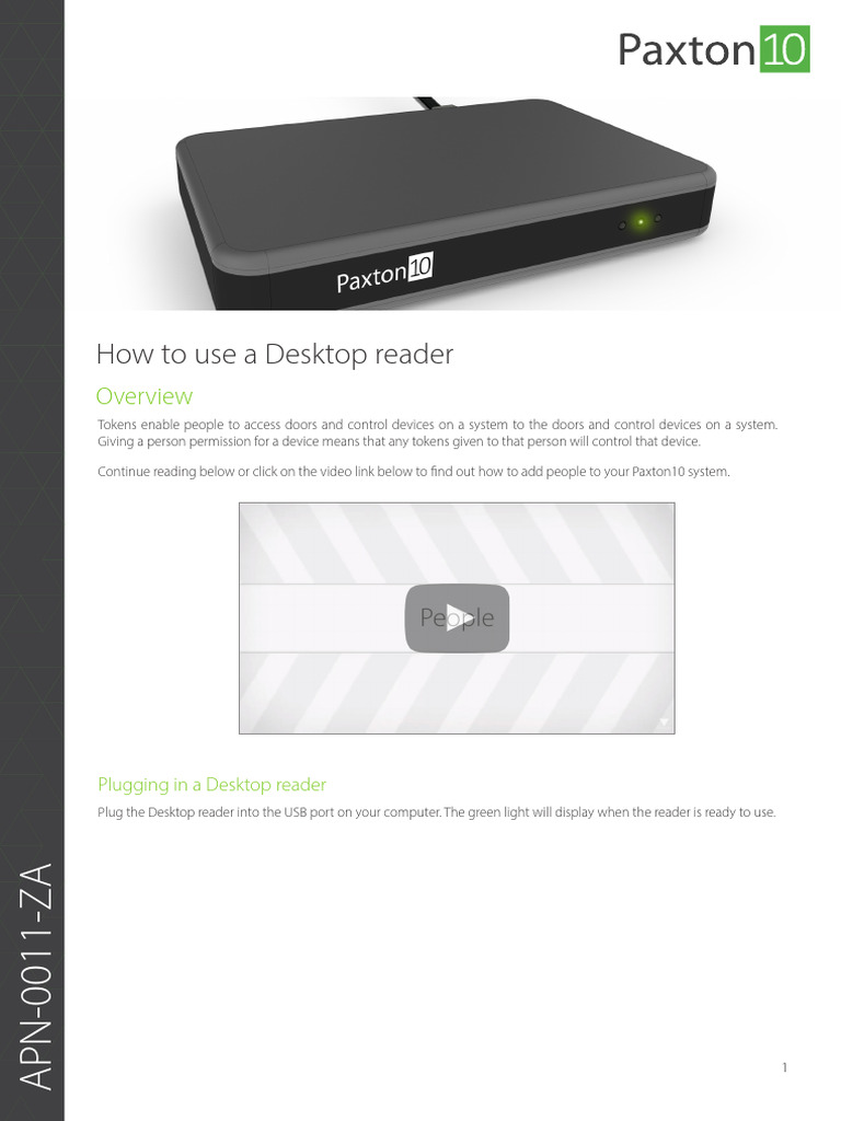 Paxton10-Desktop-reader-APN-0011-ZA - How To Use A Desktop Reader | PDF ...