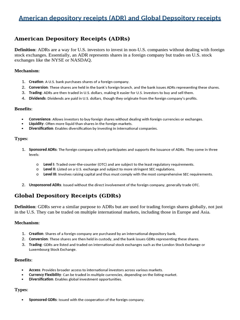 American Depository Receipts | PDF | American Depositary Receipt ...