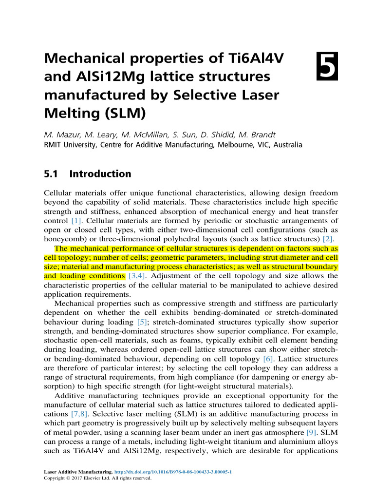 Mechanical Properties of Ti6Al4V | PDF | Strength Of Materials | Young's Modulus