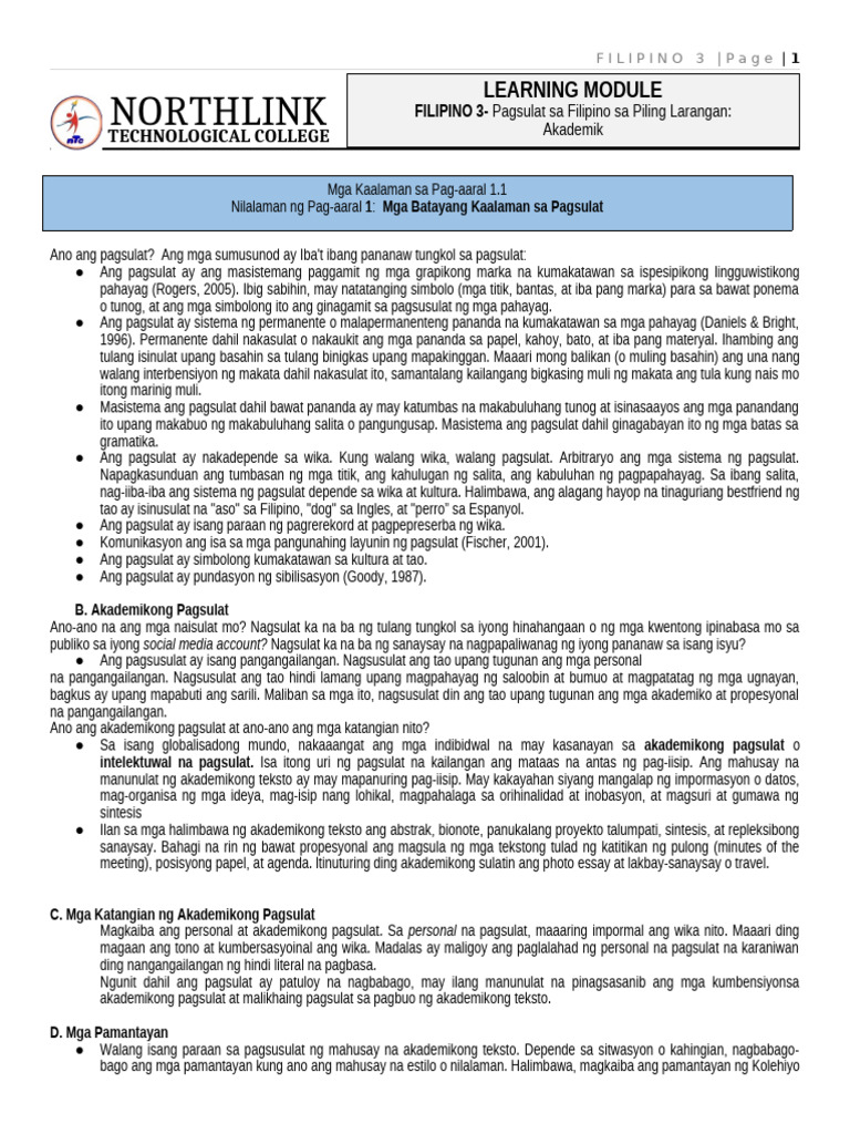 B.1 Learning Modules Quarter 1 Learning Information V2 | PDF