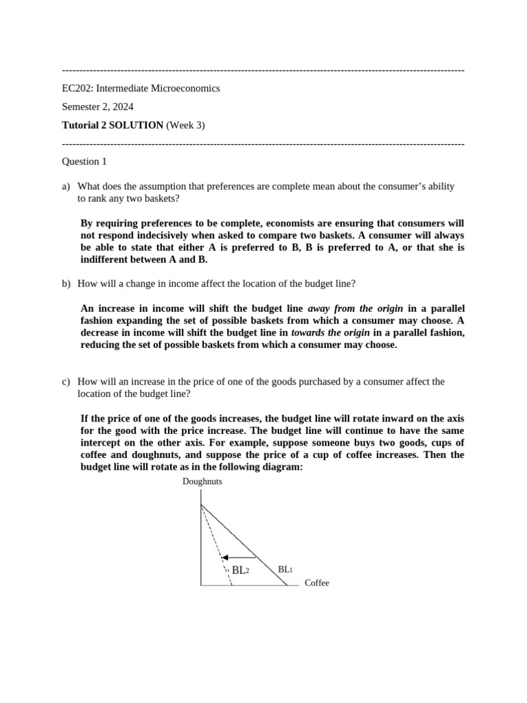 Tutorial 2 Solutions (1) | PDF | Utility | Marginal Utility