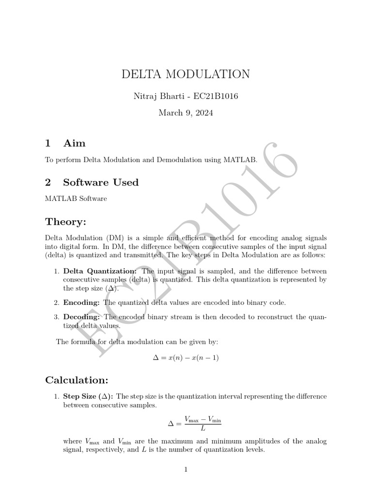 Deltamodulation | PDF | Broadcast Engineering | Digital Signal Processing