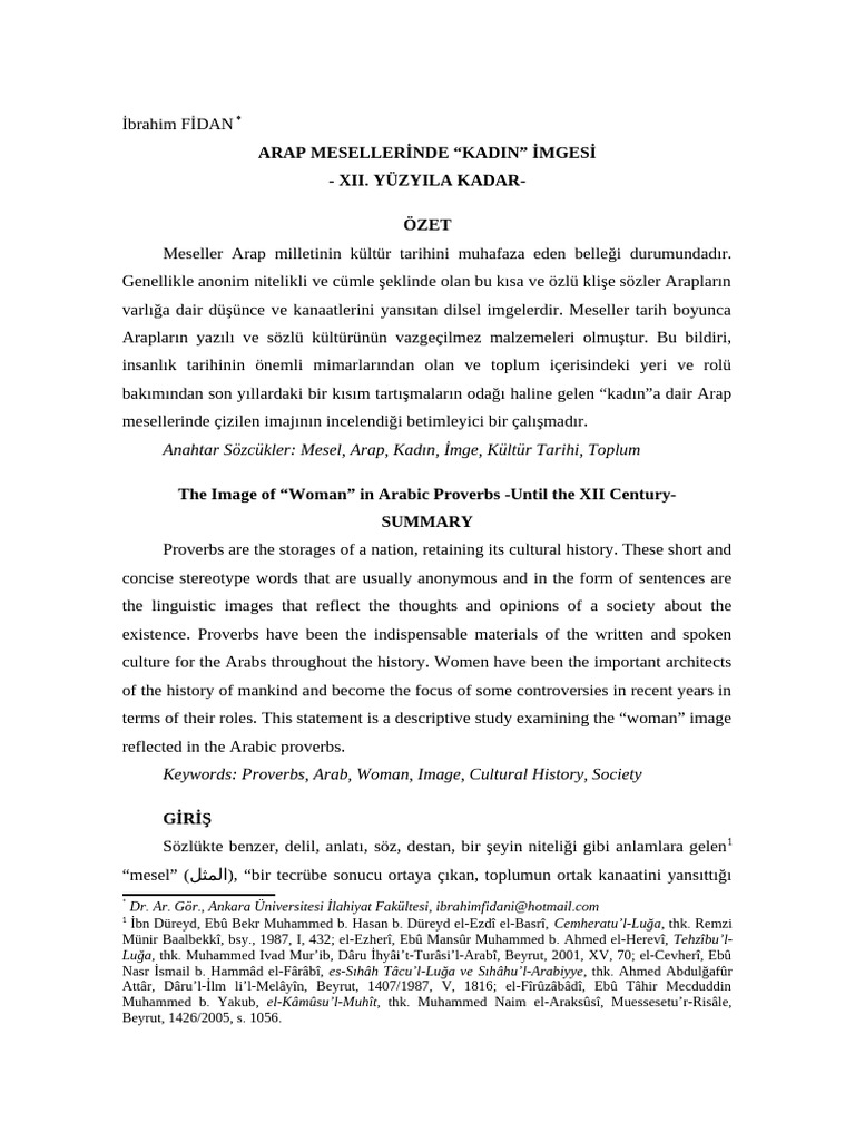 Arap Mesellerinde Kadin Imgesi IBRAHIM FIDAN | PDF