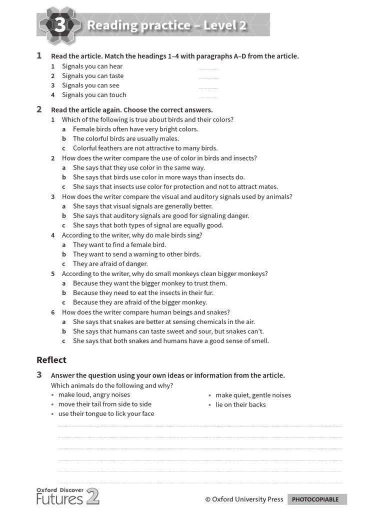 ODF2_Unit_3_Reading_practice_L2 | PDF | Senses | Taste