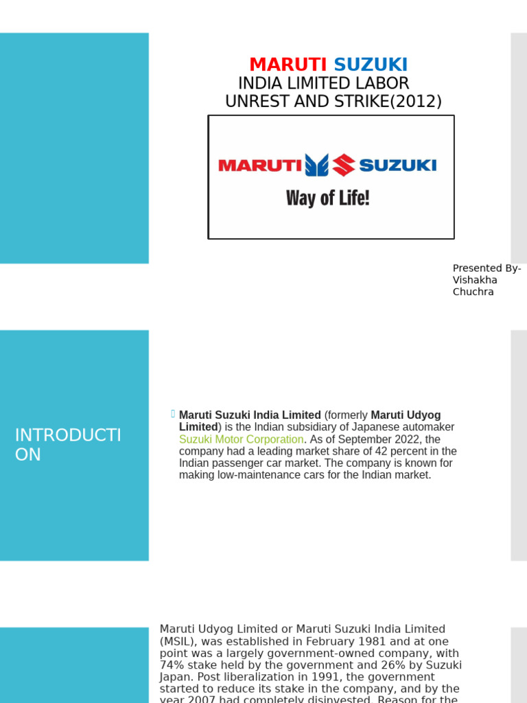 Maruti Suzuki India Limited Labor Unrest and Strike | PDF | Labor ...