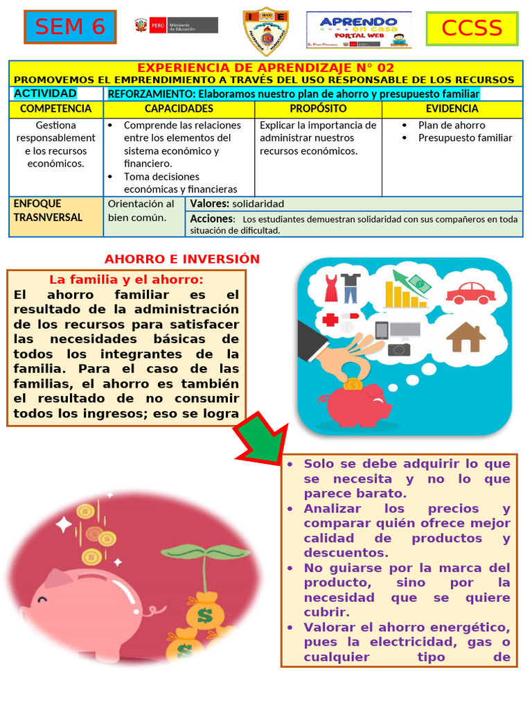 E2 CC - Ss1° Sem4 | PDF | Presupuesto | Ahorro