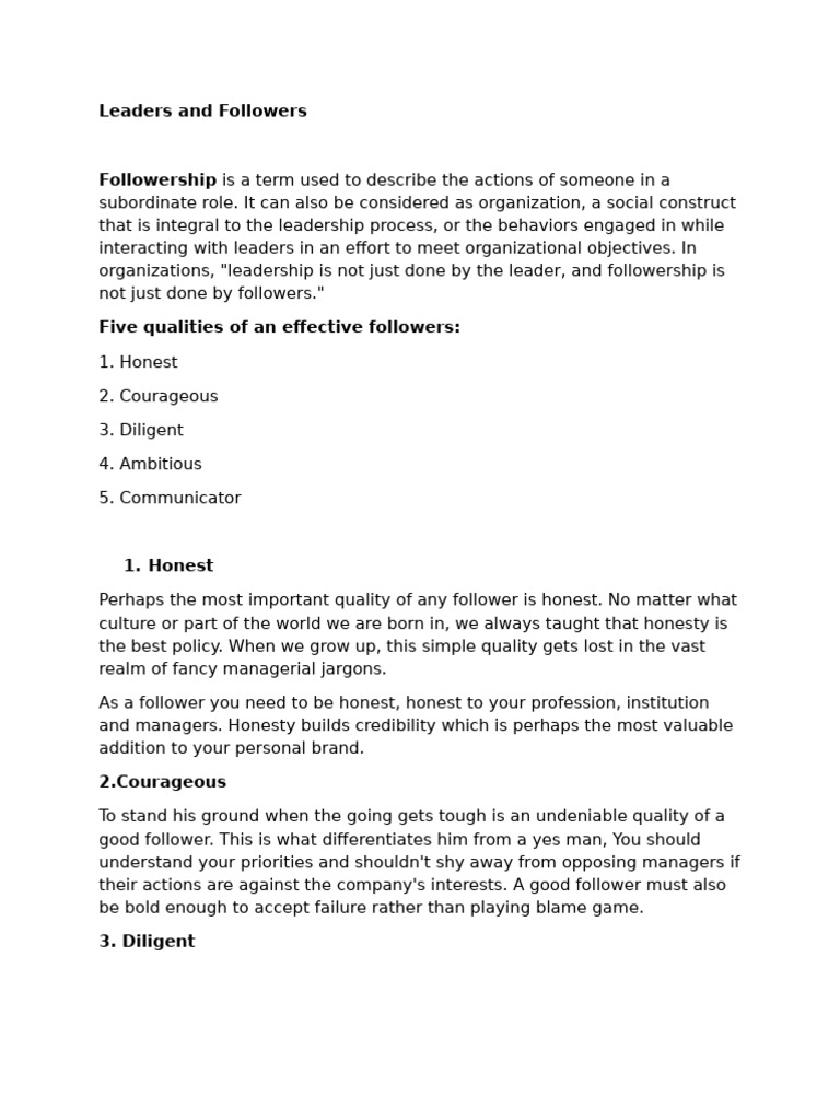 Leaders and Followers | PDF | Leadership | Social Psychology