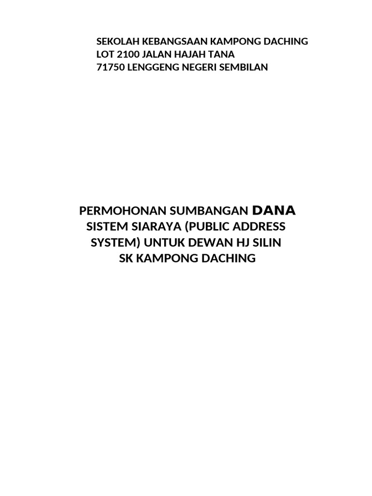 Permohonan Sumbangan Sistem Siaraya 2022 (Website) | PDF