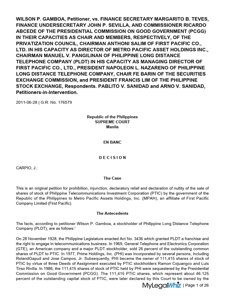 Gamboa Vs Secretary Teves | PDF | Stocks | Mandamus