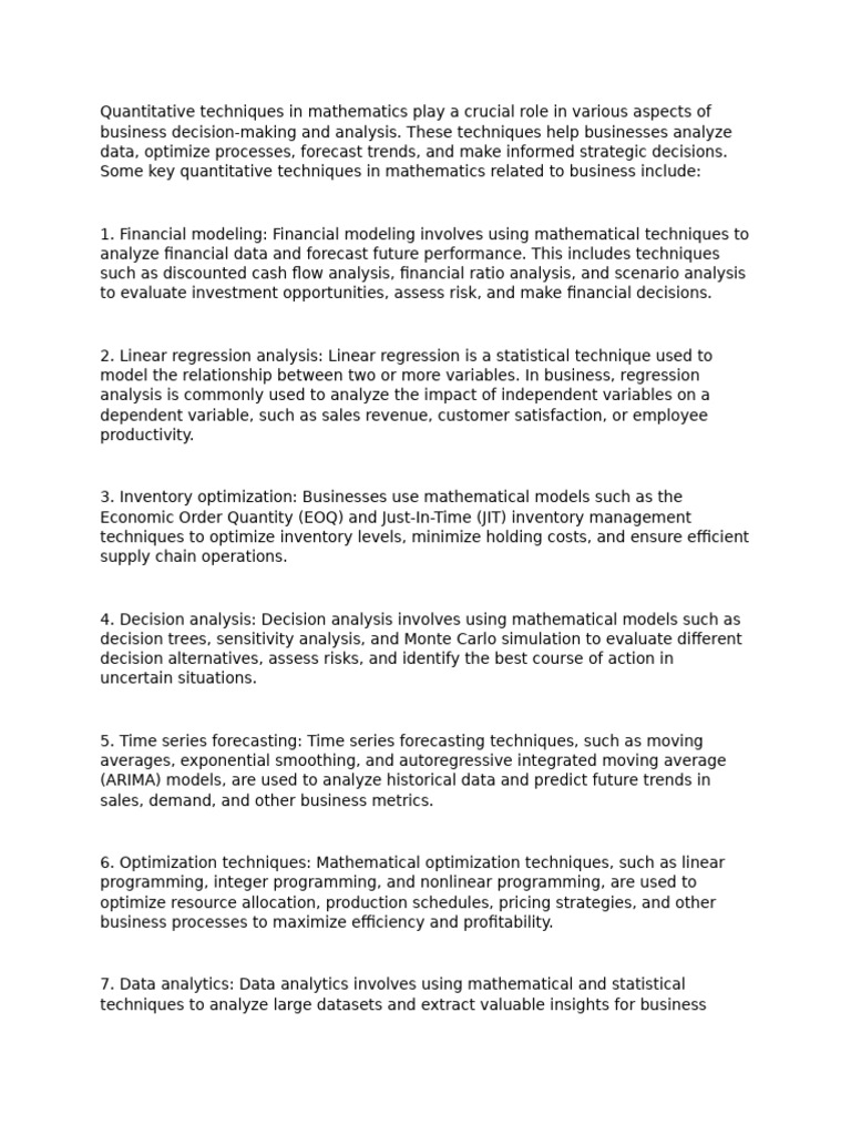 Quantitative Techniques Lecture | PDF | Forecasting | Data Analysis