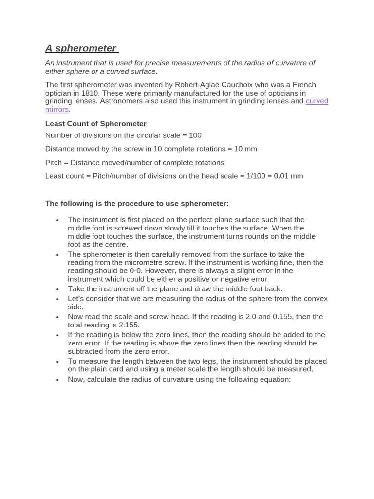 A Spherometer Pdf