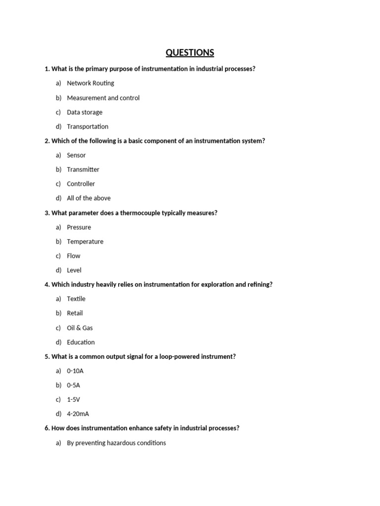 Quiz - Instr Introduction & Workflow | PDF | Instrumentation | Oil Refinery Quiz - Instr Introduction & Workflow | PDF | Instrumentation | Oil Refinery