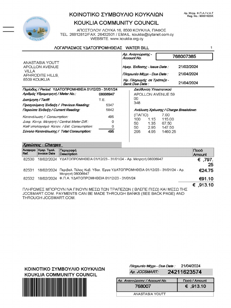 CY Water Bill | PDF
