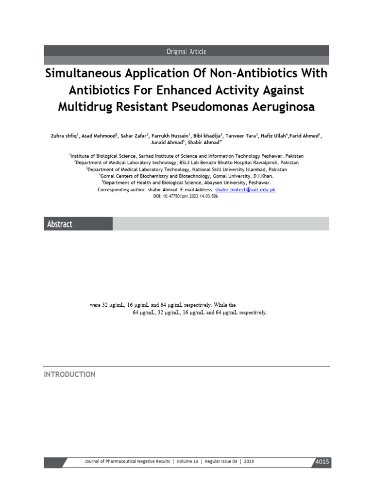 MDR Pseudomonas | PDF | Pseudomonas Aeruginosa | Antimicrobial Resistance