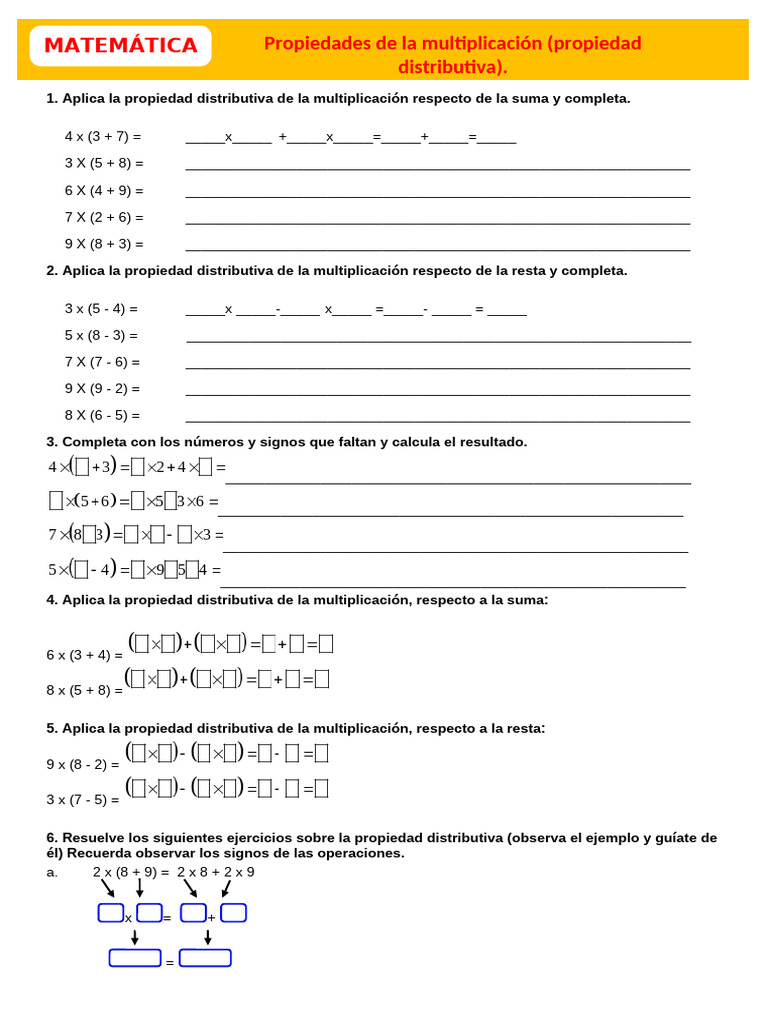 D4 A2 FICHA MAT. Propiedades de La Multiplicación (Propiedad ...