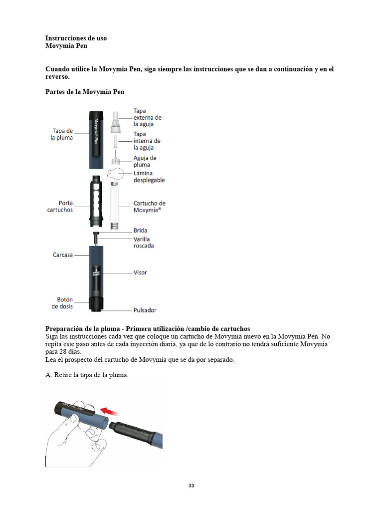 Instrucciones de Uso Movymia Pen | PDF | Inyección (medicina ...