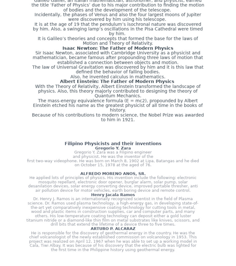 PHYSICISTS | PDF | Physics | Galileo Galilei