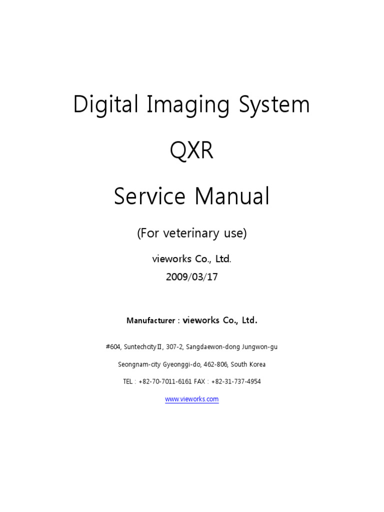 QXR Service Manual For Veterinary Use | PDF | Electromagnetic ...