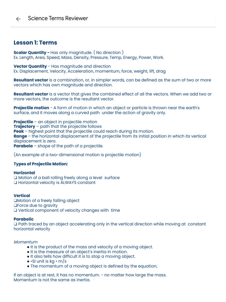 Science Rev | PDF | Momentum | Force