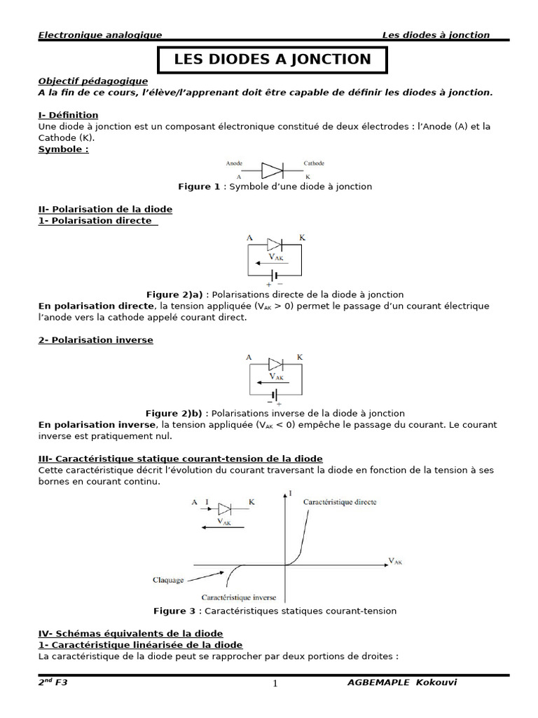 Diodes à Jonction : Caractéristiques et Schémas | PDF | Diode ...
