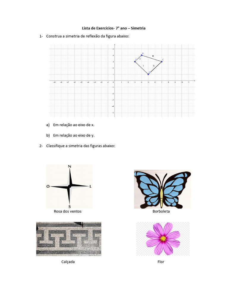 Exercícios de Simetria - 7º Ano | PDF | Ciências e Matemática ...