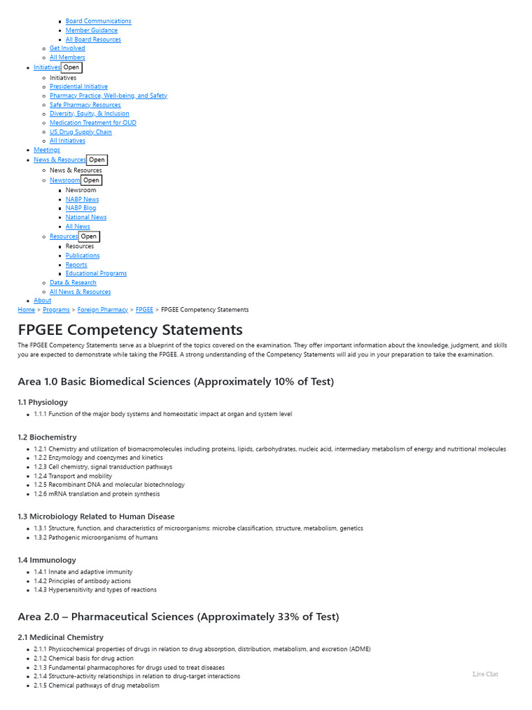 523foreign Pharmacy - FPGEE Competency Statements - Examination | PDF ...