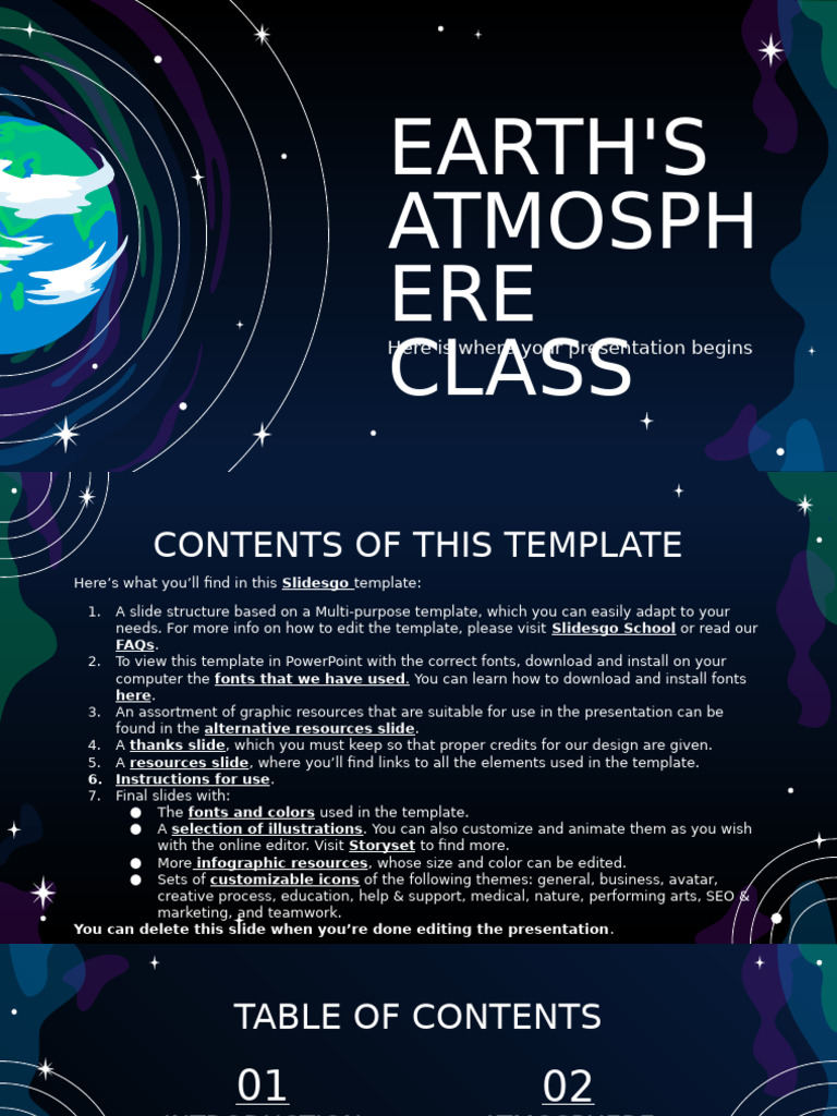 Earth's Atmosphere Class by Slidesgo | PDF | Atmosphere | Planets