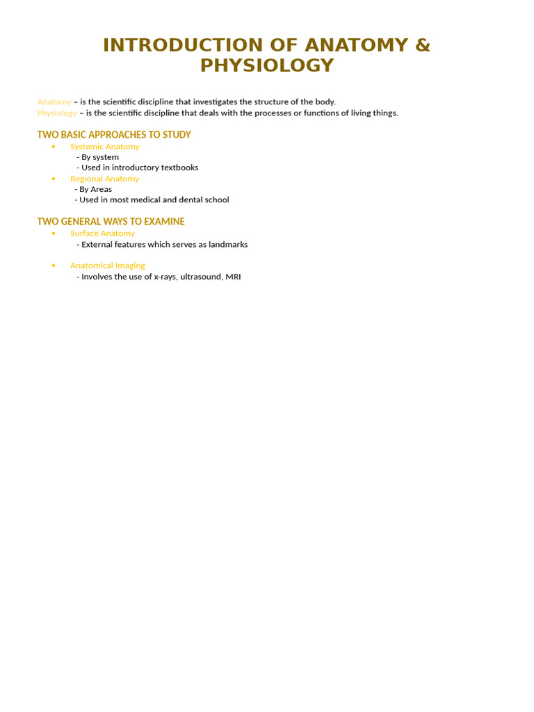 Introduction of Anatomy | PDF | Anatomical Terms Of Location | Anatomy