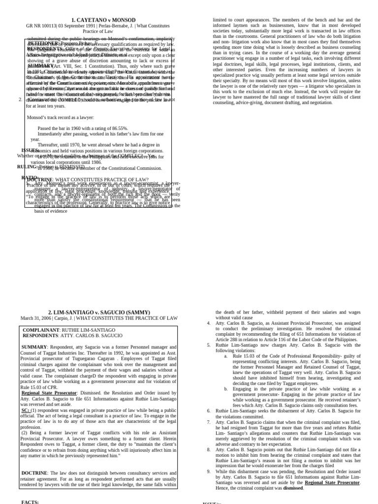 LIM-SANTIAGO v. SAGUCIO (SAMMY) | PDF | Lawyer | Practice Of Law