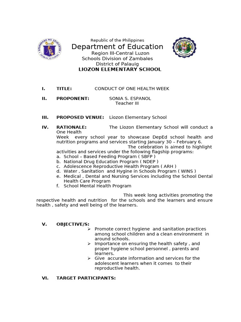Project Proposal 2023 One Health Week Final | PDF | Health Care ...