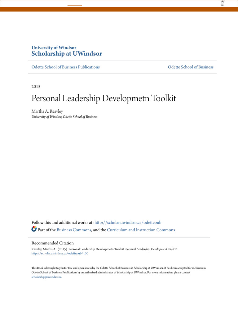Personal Leadership Developmetn Toolkit, Martha A. Reavley | PDF ...