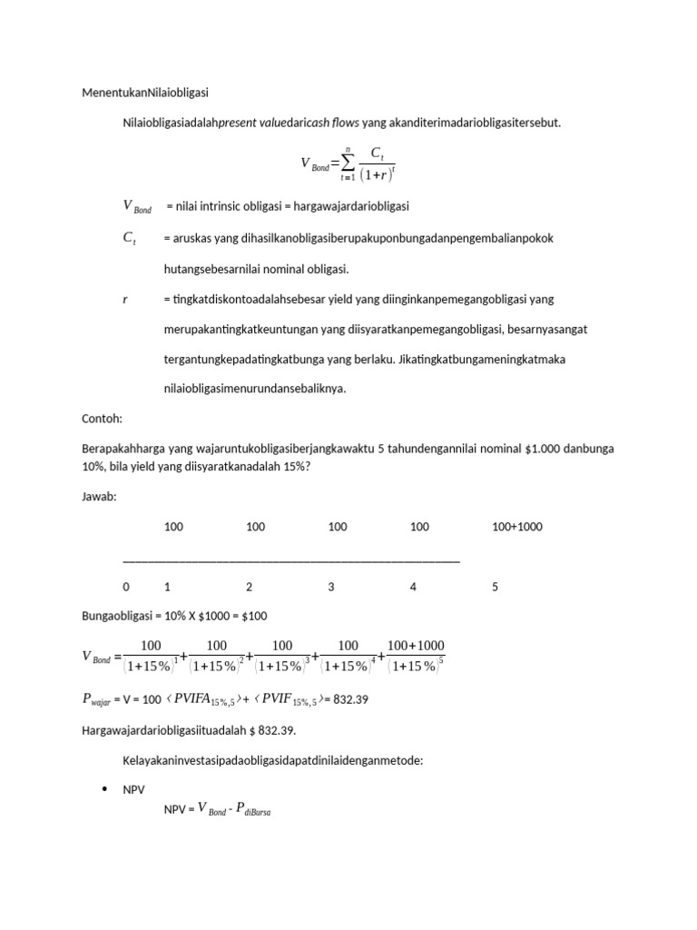Contoh Soal Penilaian OBLIGASI MK II | PDF