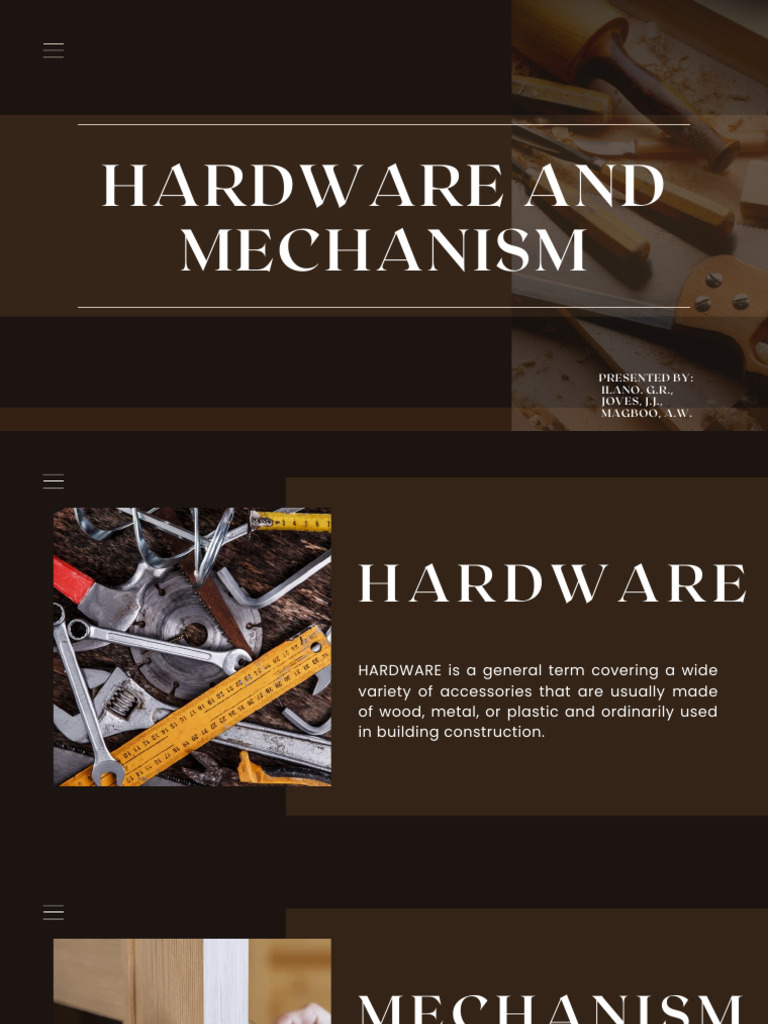 Lesson On Hardware & Mechanisms | PDF | Carpentry | Framing (Construction)
